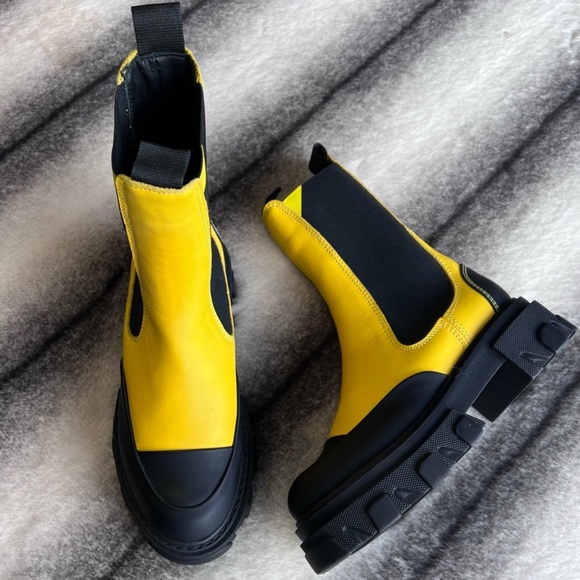 Ganni | Shoes | Ganni Lug Sole Calf Leather Tall Flan Chelsea Combat ...